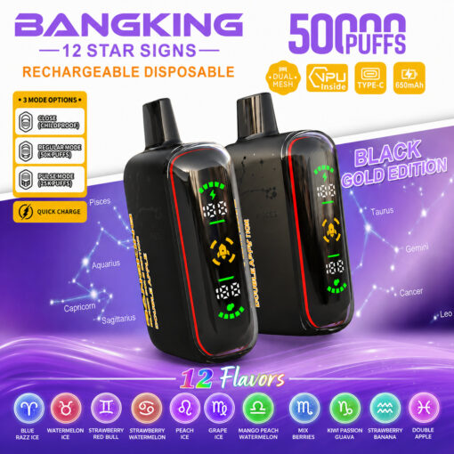 BANGKING 12 Star Signs 50000 Puffs Vape – Dual Mesh Rechargeable ...